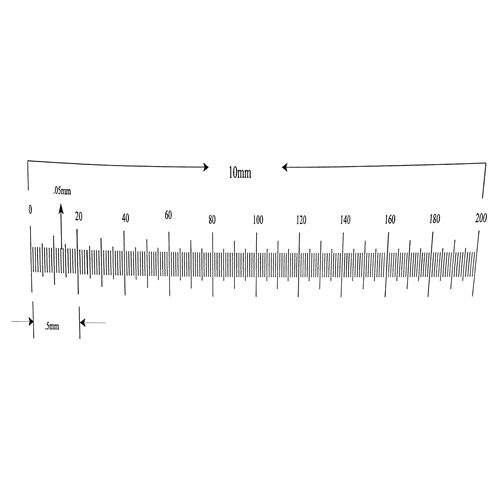 KR217 Ruler Reticle 10mm in 200 Divisions