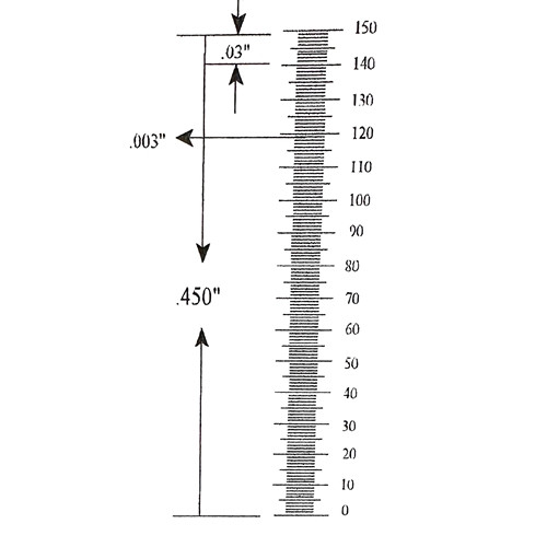 KR238 Vertical Ruler Reticle 0.450" in 150 Divisions