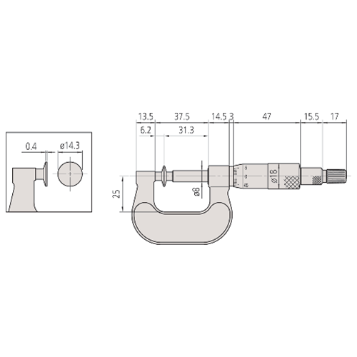 Mitutoyo 169-101 Paper Thickness Micrometer 0-25mm Non-Rotating Spindle