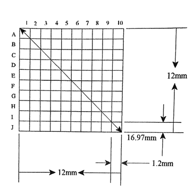 KR497 Grid Reticle 100 Squares 12mm x 12mm