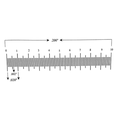 KR202 Ruler Reticle 0.200" in 100 Divisions
