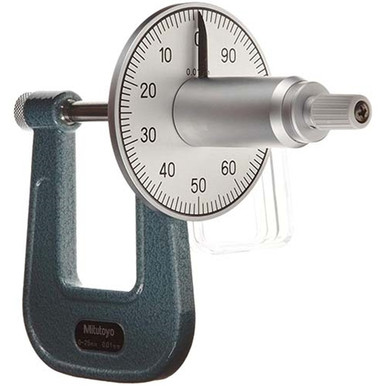Mitutoyo Dial Sheet Metal Micrometer 0-25mm Spherical Anvil Flat ...
