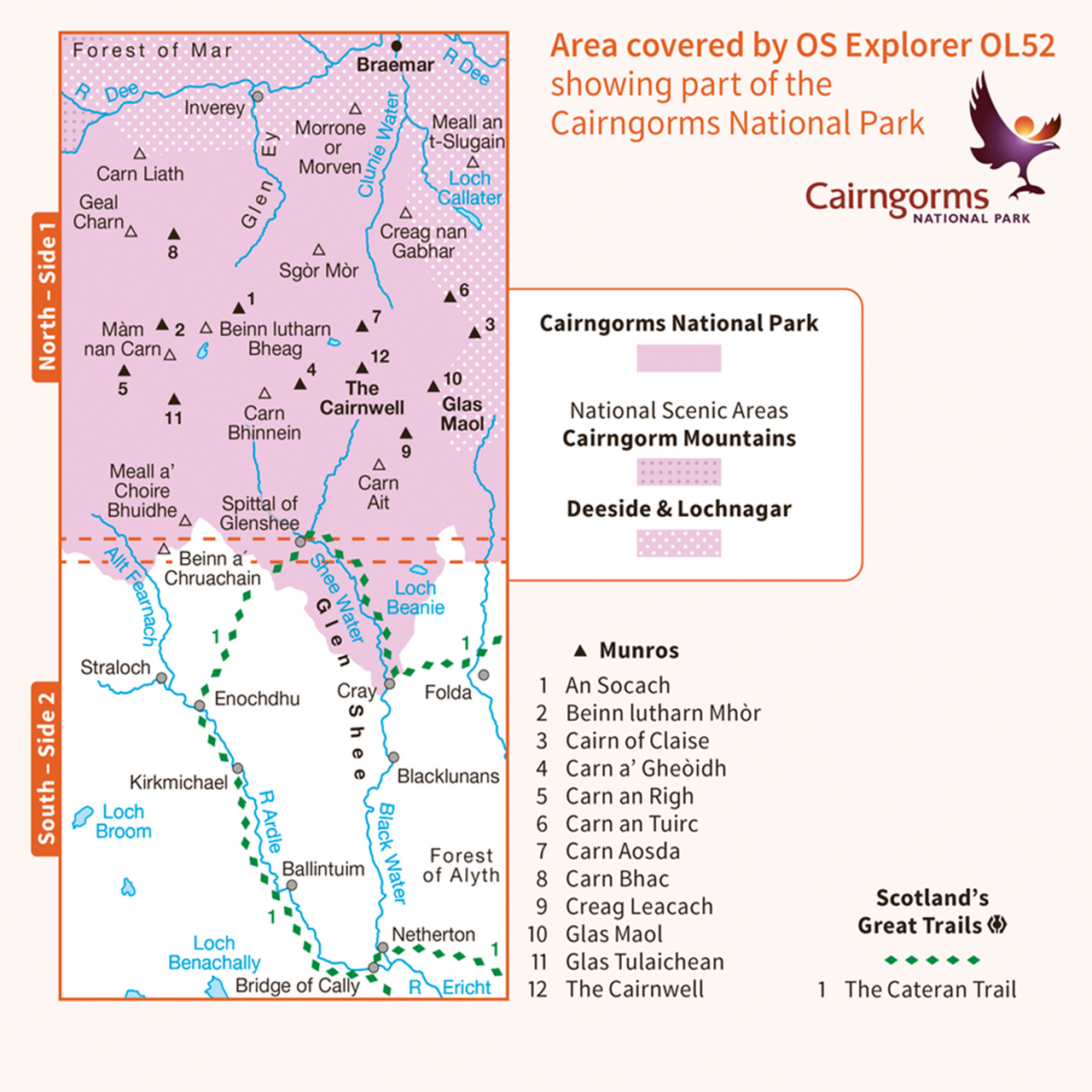OS map of Glen Shee and Braemar OL52 - Hillgear