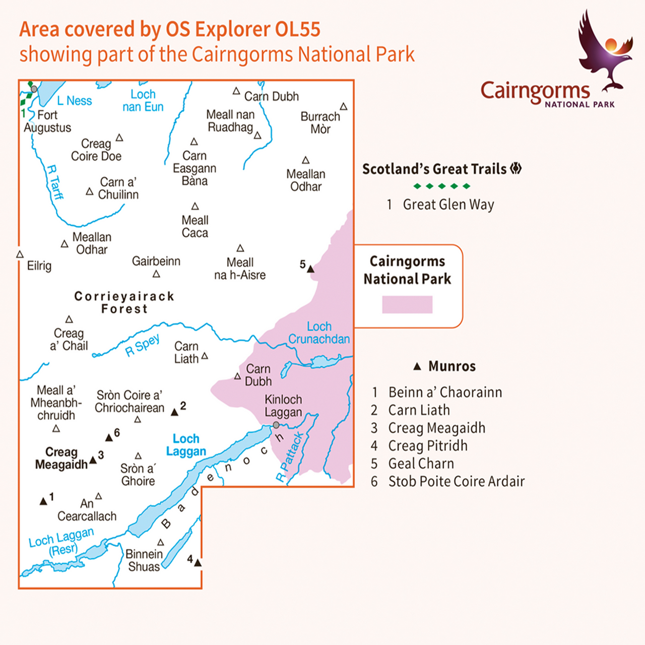 OS Map of Loch Laggan & Creag Meagaidh - Hillgear