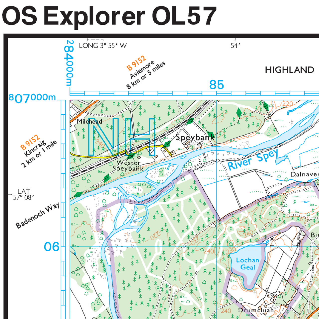OS of map of Cairn Gorm and Aviemore - Hillgear