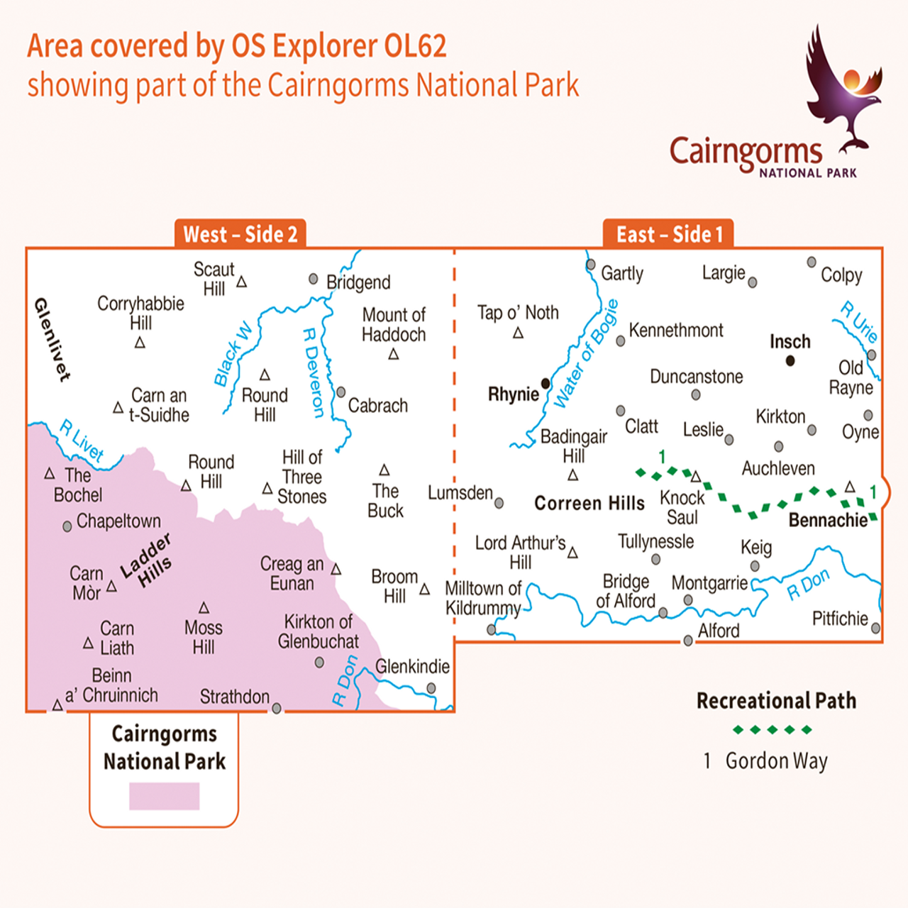 OS Map of Coreen Hills & Glenlivet - Hillgear