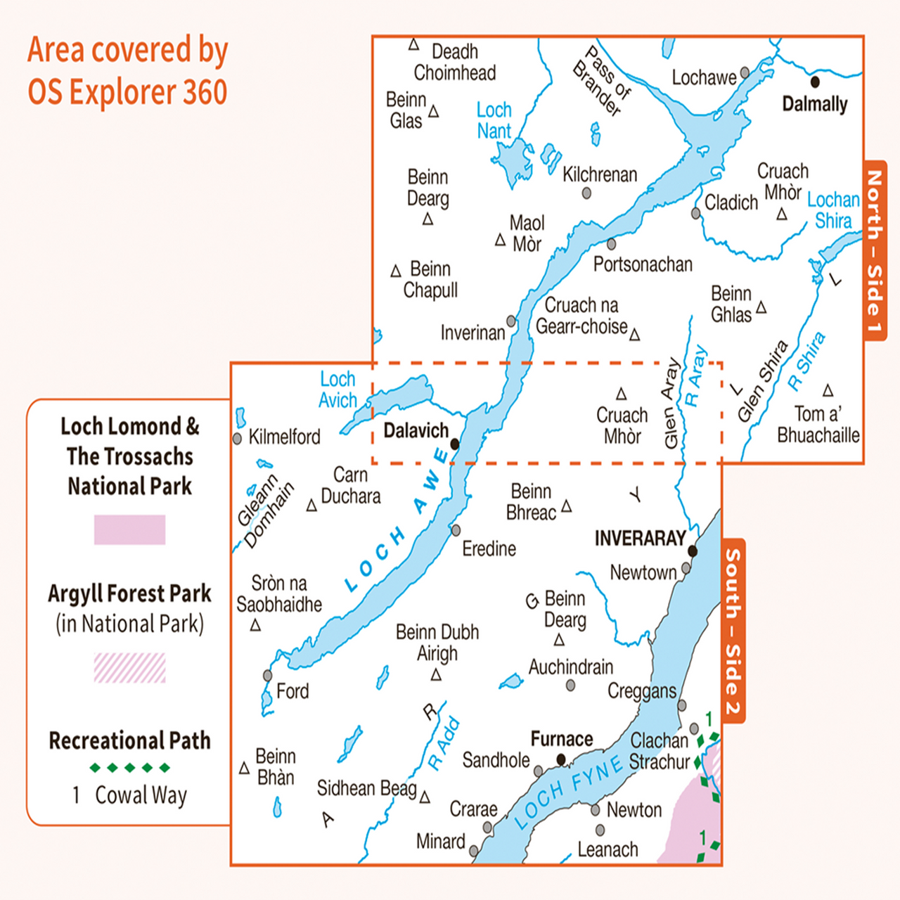 OS Map of Loch Awe & Inverary EX360 - Hillgear