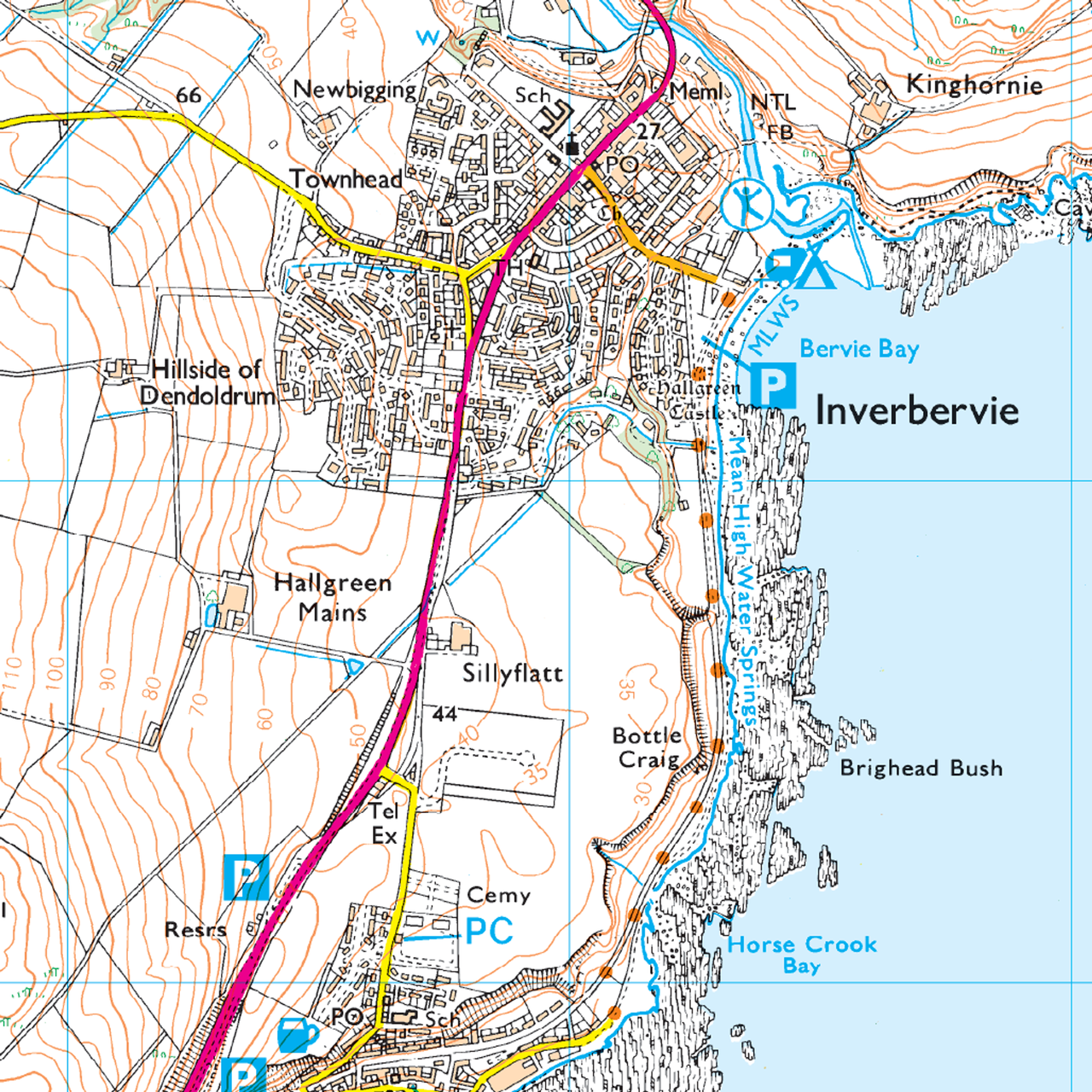 OS Map of Stonehaven, Inverbervie & Laurencekirk - Hillgear