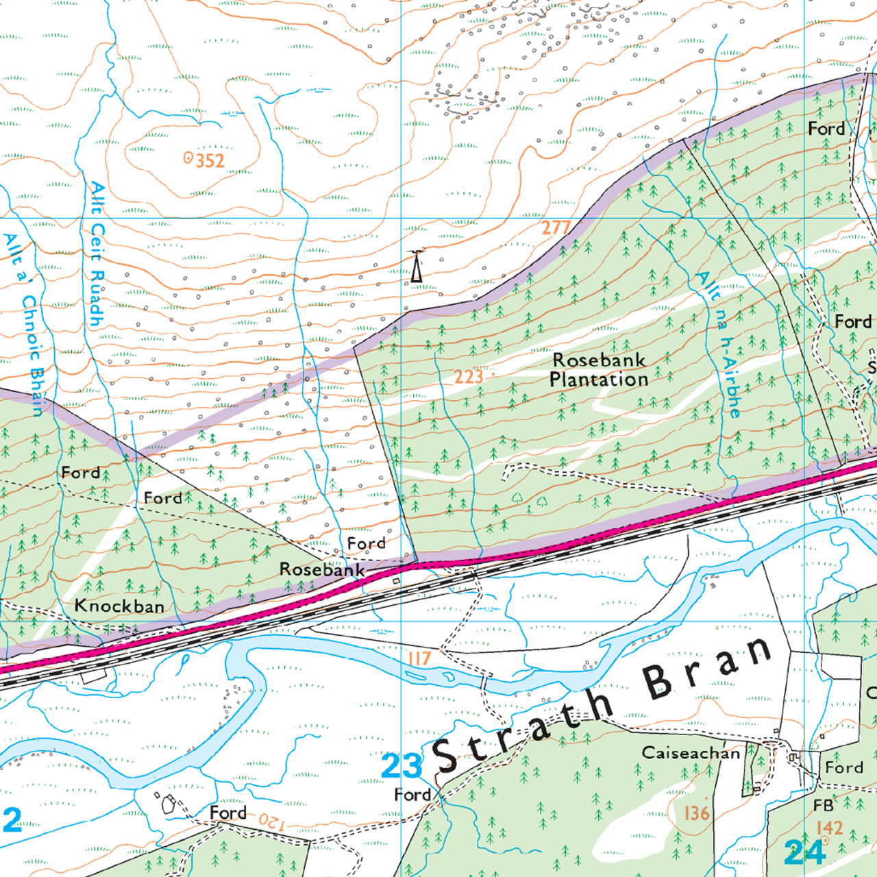 OS Map of Beinn Dearg & Loch Fannich EX346 - Hillgear