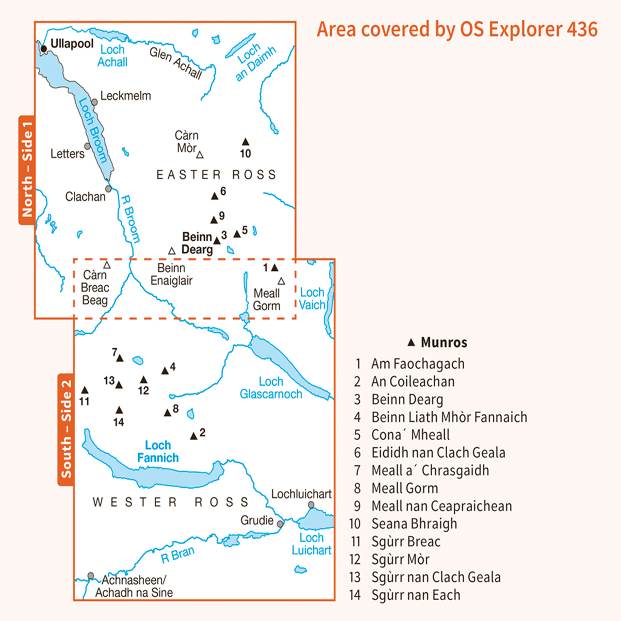 OS Map of Beinn Dearg & Loch Fannich EX346 - Hillgear