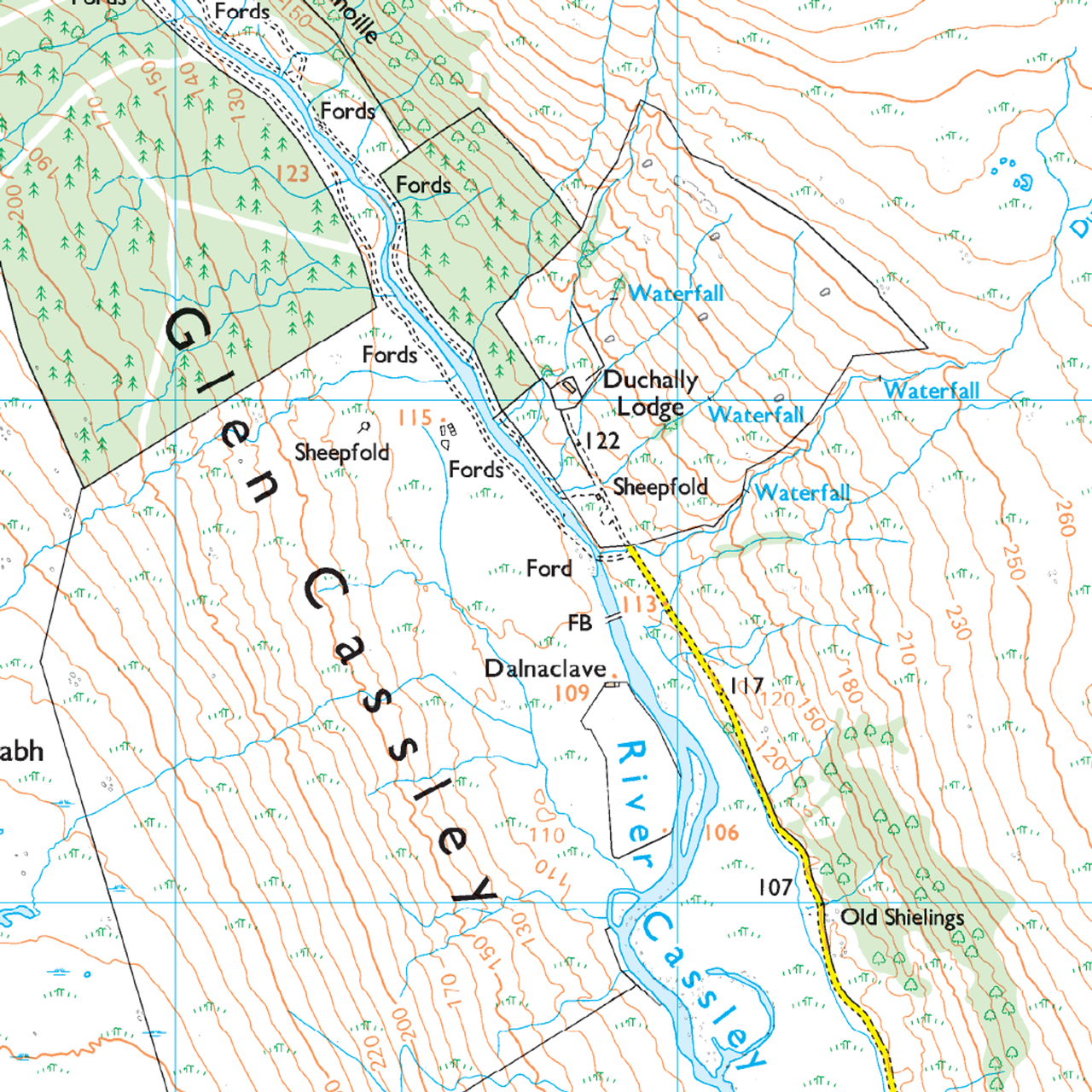 OS Map of Glen Cassley & Glen Oykel EX440 - Hillgear