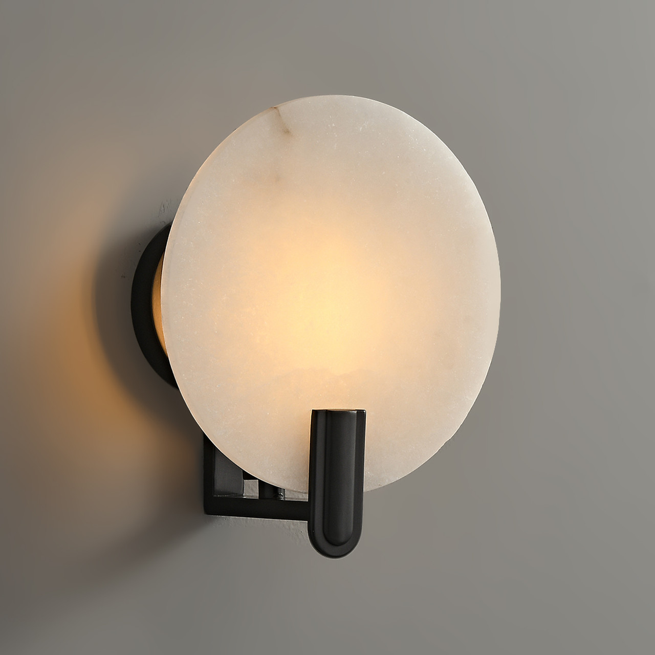 Round Alabaster Sconce Bronze