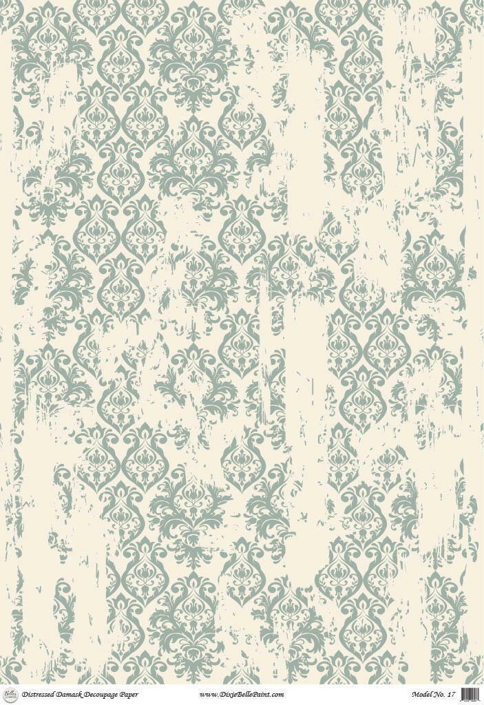 Distressed Damask - A1 Rice Decoupage Paper - Dixie Belle Paint Company
