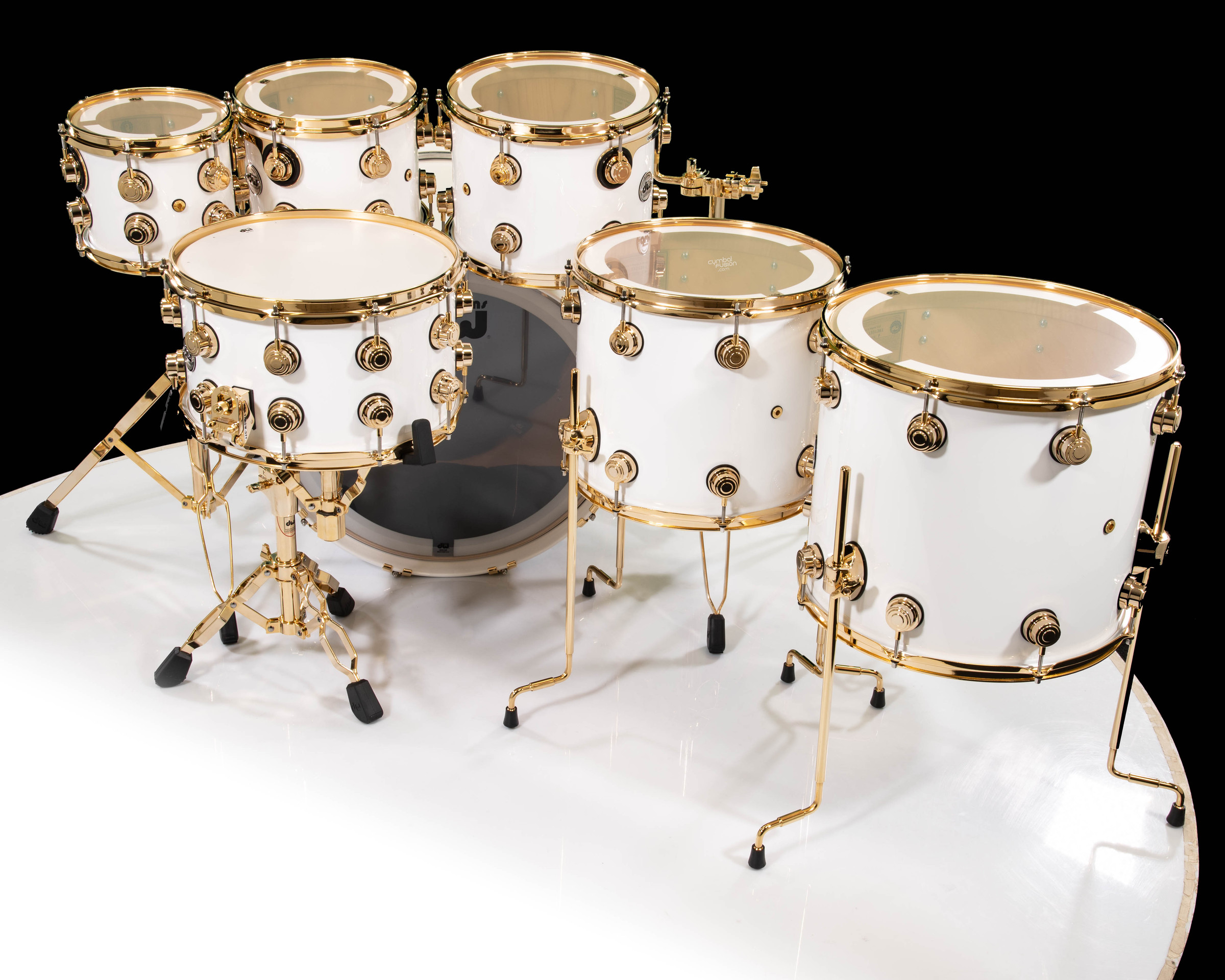 Dw Collectors 7pc Maple Ssc Kit Gloss White Lacquer Wgold Hardware