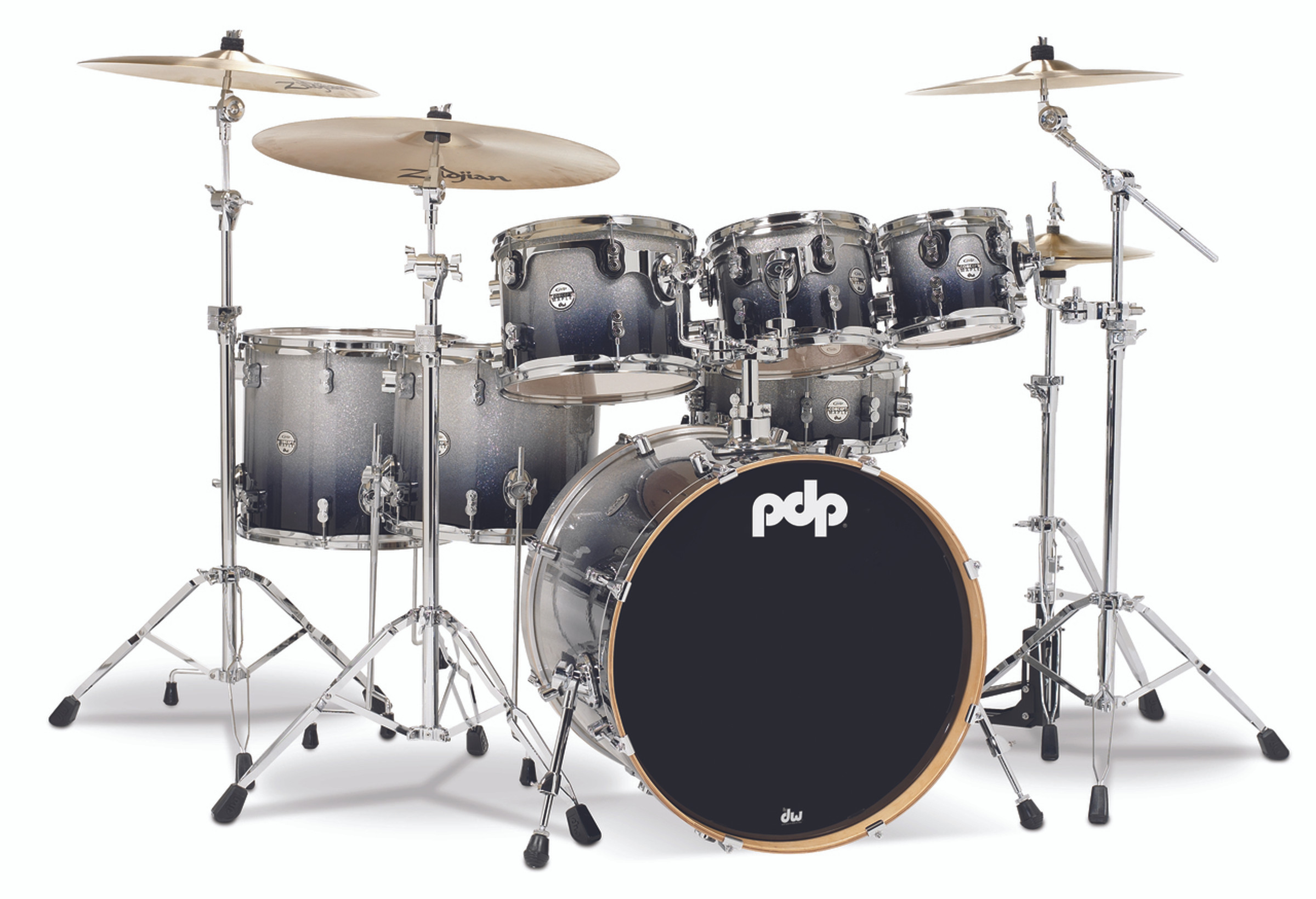 Pdp Concept Maple Silver To Black Fade 7 Pc Drum Kit