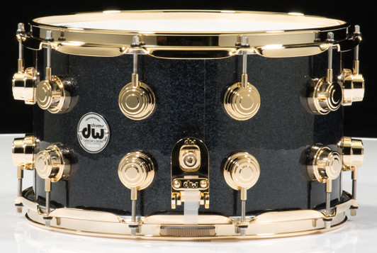 DW Collector's 8x14 VLT Snare -Gun Metal Glass Sparkle w/Gold HW