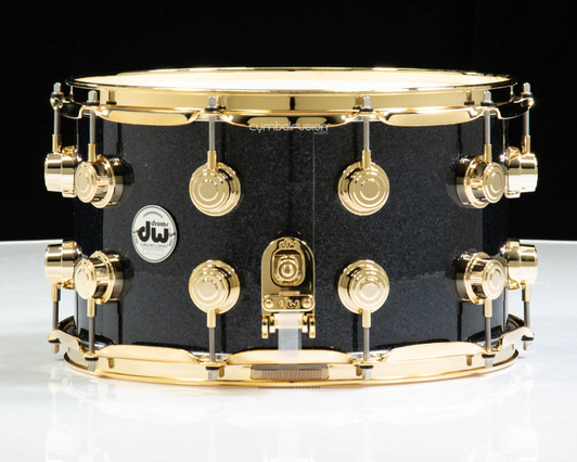 DW Collector's 8" x 14" Snare Drum - Gun Metal Sparkle Glass - Gold ...