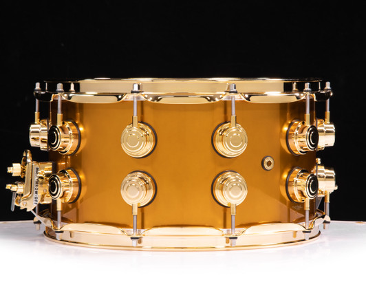 DW Collector's Series Gold Top Edge Snare 8x14 - Gold Glass - Gold HW