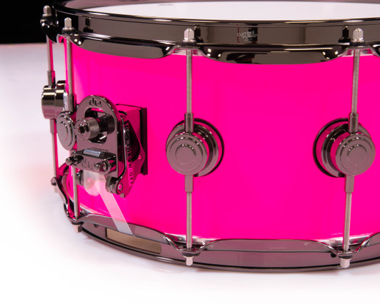 DW Collector's 8x14 Maple Snare - Neon Hot Pink Sparkle w/Black Nickel ...