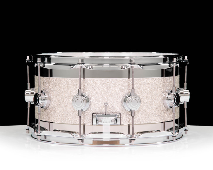 Dw Collectors Series 7x14 Maple Edge Snare Broken Glass Wchrome