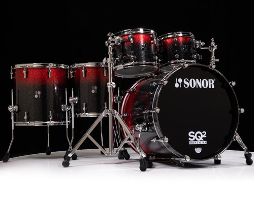 Sonor SQ2 6pc Medium Beech Kit - Black to Red Sparkle - CymbalFusion.com