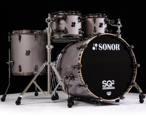 Sonor SQ2 4pc Maple Kit - Grey Aluminium Lacquer w/Black Chrome HW ...
