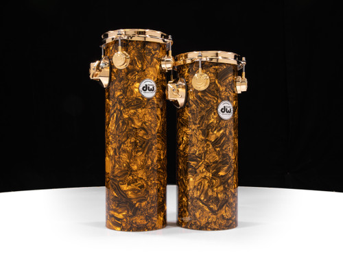 DW Collector's 6x16 and 6x18 Rata Tom Set - Gold Abalone - CymbalFusion.com
