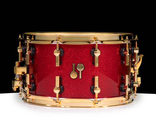 Sonor SQ2 14x8 Medium Maple Snare - Red Sparkle w/Gold Hardware ...
