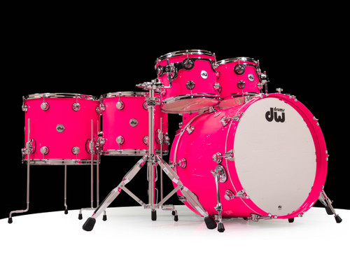 DW Collector's 6pc SSC Maple Kit -Neon Hot Pink w/Chrome Hardware ...