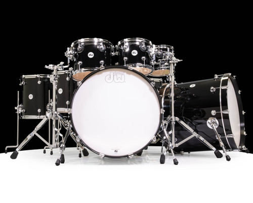 DW Design Series 8pc Drum Set - Piano Black - Double Bass