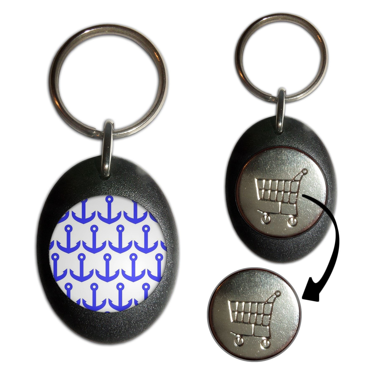 Anchor Blue Pattern - Plastic Shopping Trolley Token Key Ring ...