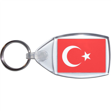 Turkey Flag - Clear Plastic Key Ring | BadgeBeast.co.uk