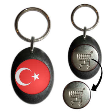 Turkey Flag - Plastic Shopping Trolley Token Key Ring | BadgeBeast.co.uk
