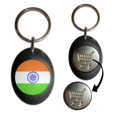 India Flag - Plastic Shopping Trolley Token Key Ring | BadgeBeast.co.uk