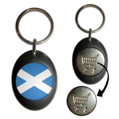 Scotland Flag - Plastic Shopping Trolley Token Key Ring | BadgeBeast.co.uk