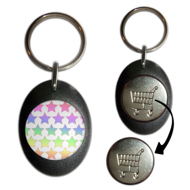Rainbow Star Pattern - Plastic Shopping Trolley Token Key Ring ...