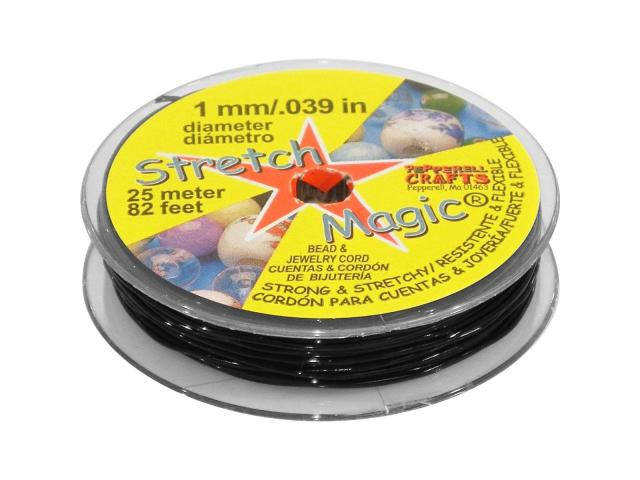 61-078-25 Stretch Magic Cord, 1mm, 25m - Black - Rings & Things