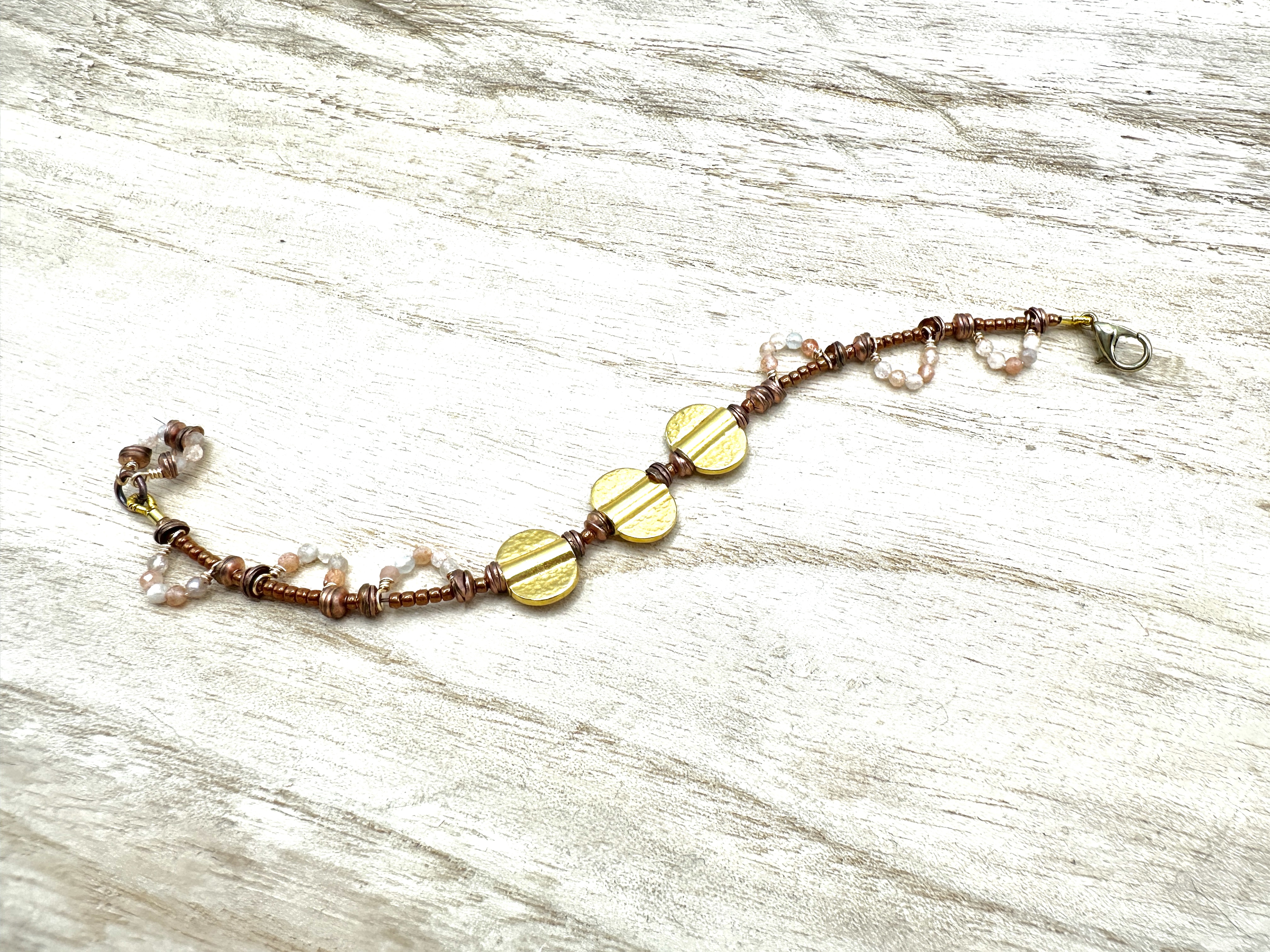 Mixed Metal Beaded Scallop Bracelet - Rings & Things