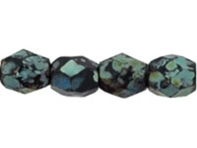 Fire-Polish 3mm : Matte - Jet - Picasso (50pcs) - Rings & Things