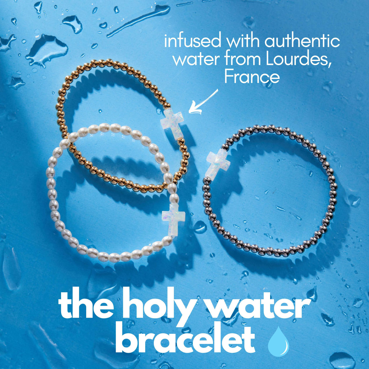 HOLY WATER STRETCH BRACELET IN GOLD - Michael Gallagher Jewelers