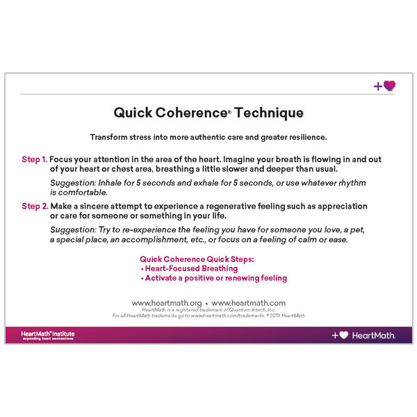 Quick Coherence Technique card / 25 pack - HeartMath Store