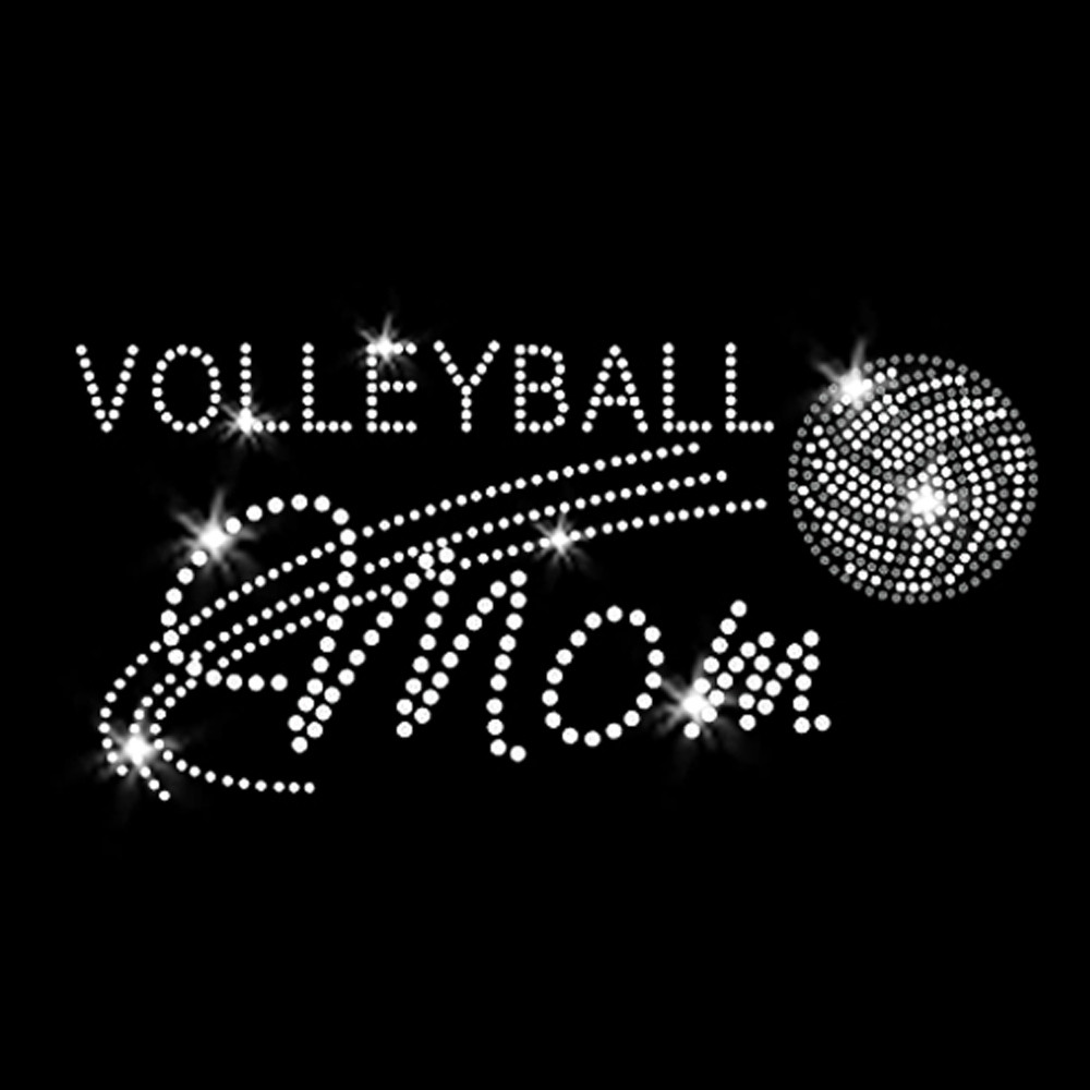 Custom Design Volleyball Rhinestone Iron On Transfer