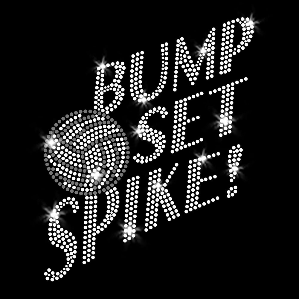 Custom Design Volleyball Rhinestone Iron On Transfer