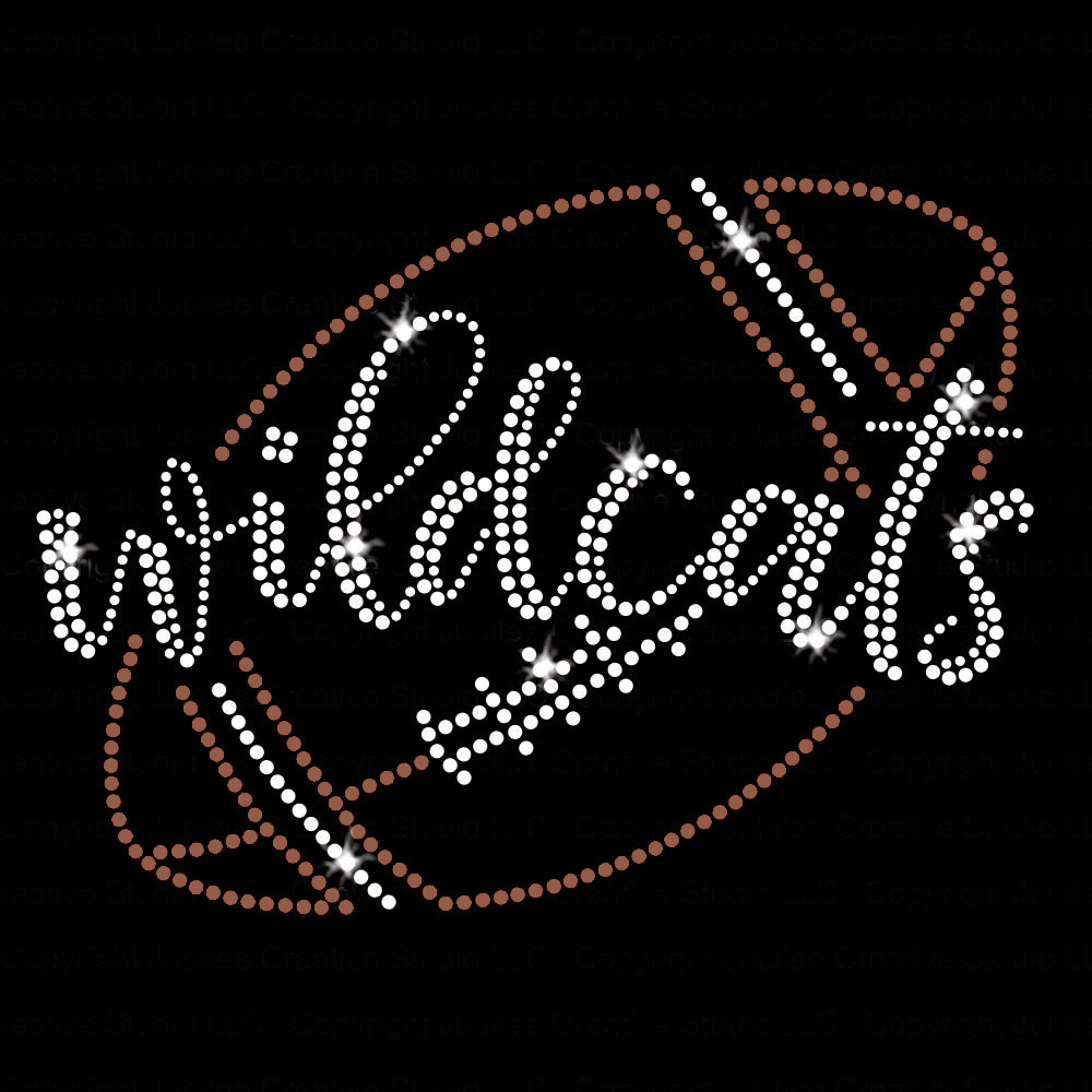 Wildcats Script Football Iron On Rhinestone T-shirt Transfer