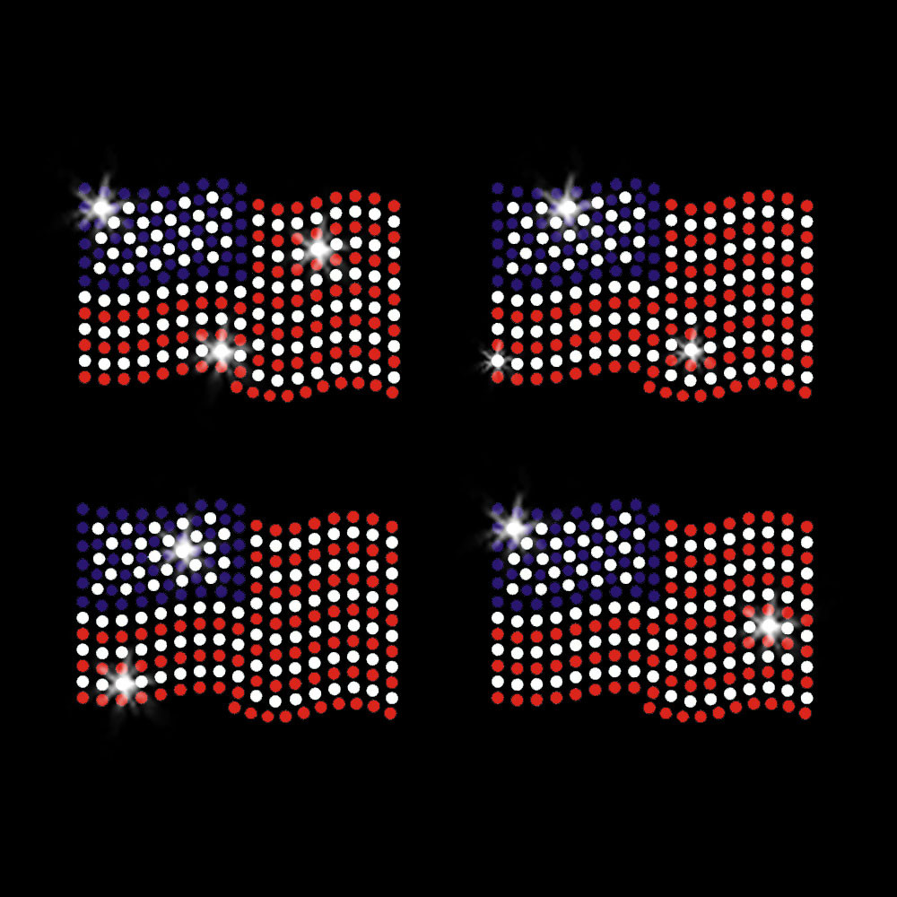Waving American Flag Iron On Rhinestone Transfer