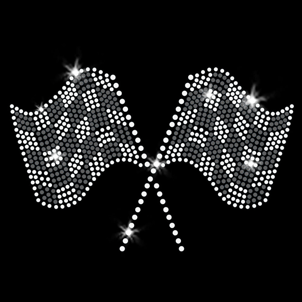 Waving American Flag Iron On Rhinestone Transfer