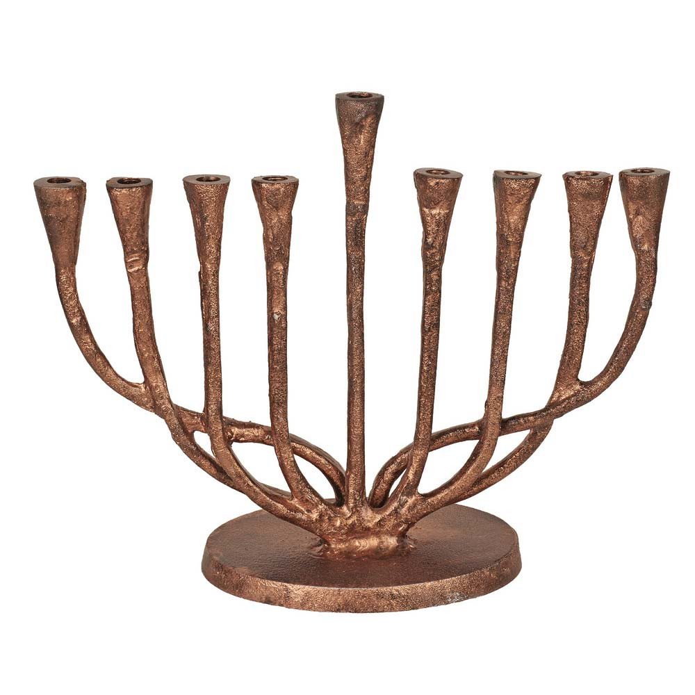 Hanukkah Gift, Rustic Hanukkah Menorah With Copper Finish