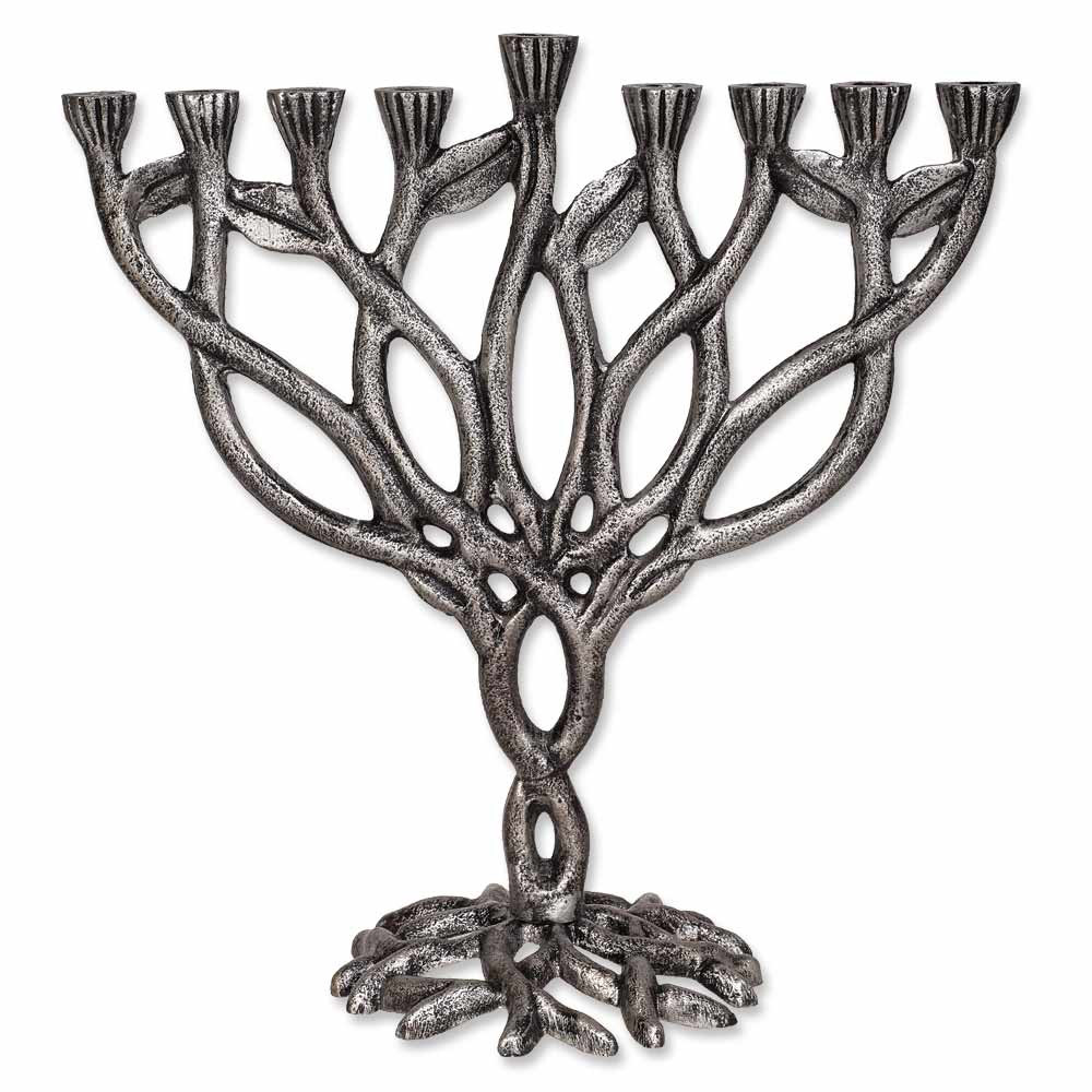 Menorah Judaica - Rustic Finish Tree Of Life Menorah