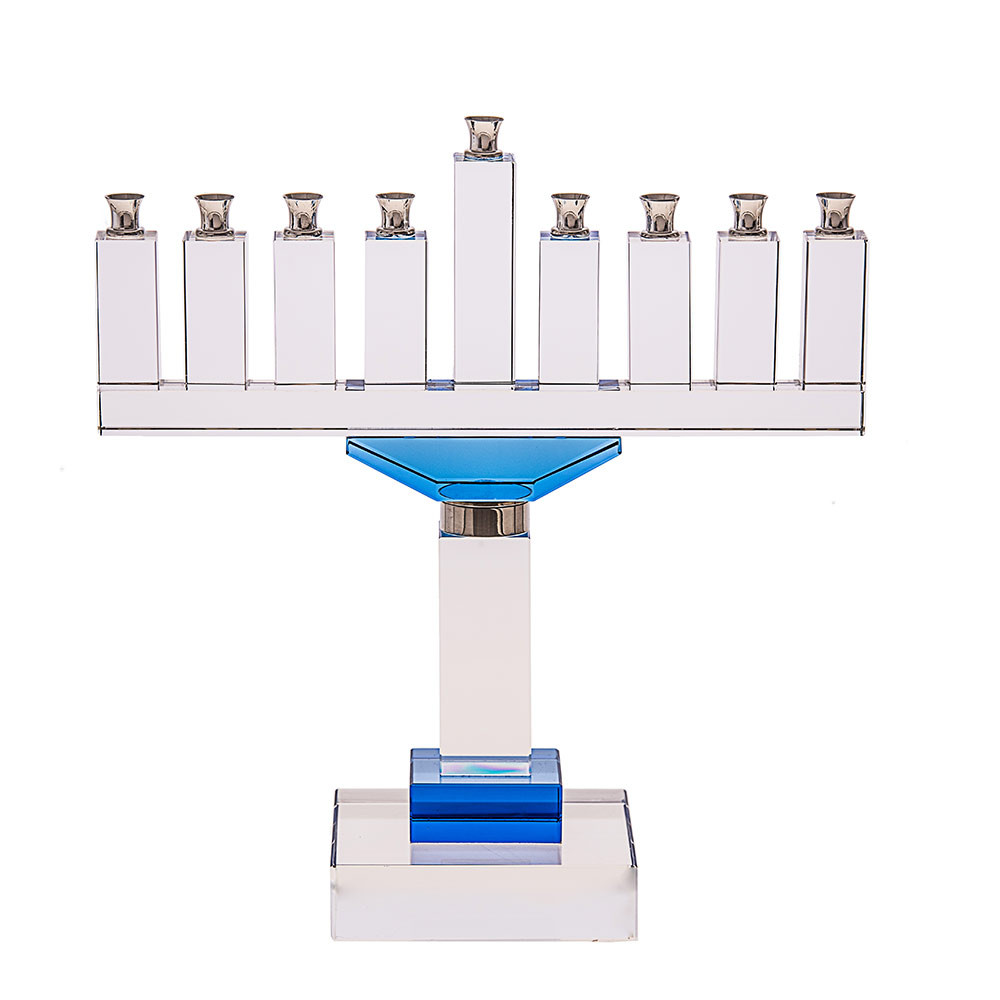Hanukkah | Menorahs | Clear Blue Crystal Hanukkah Menorah
