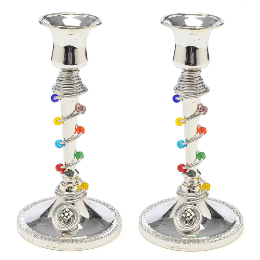 Silverplate Candlesticks With Jewish Stars